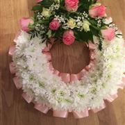Massed Wreath With Pink - Funeral Flowers Forfar