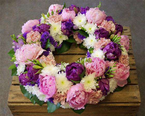 Summer Peony Wreath Robbie & Nicoll Florist Forfar